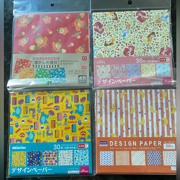 Daiso | Office | Daiso Lot Of 4 Set Of Design Craft Paper 6x6 | Poshmark